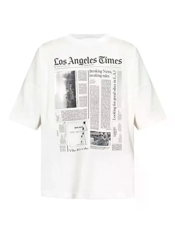 Palm Angels Newspaper Print T-shirt - White