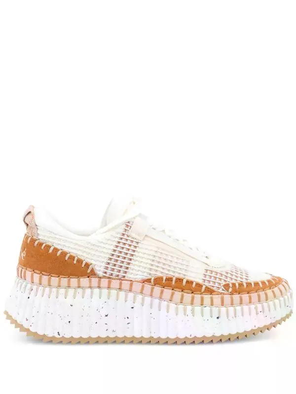 Chloé Nama Textured-sole Lace-up Sneakers - Neutrals