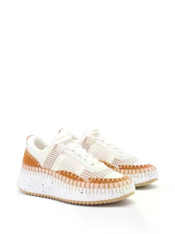 Chloé Nama Textured-sole Lace-up Sneakers - Neutrals