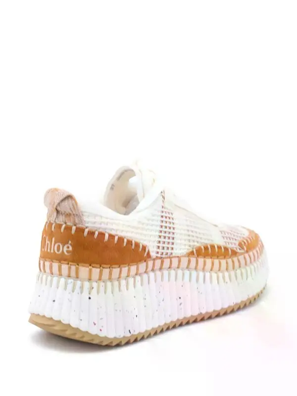Chloé Nama Textured-sole Lace-up Sneakers - Neutrals