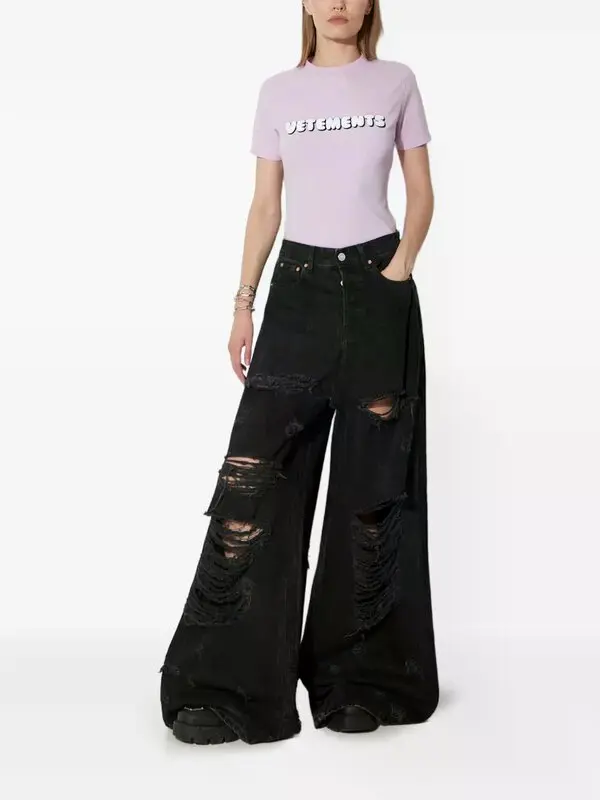 Vetements Wide Leg Distressed Jeans