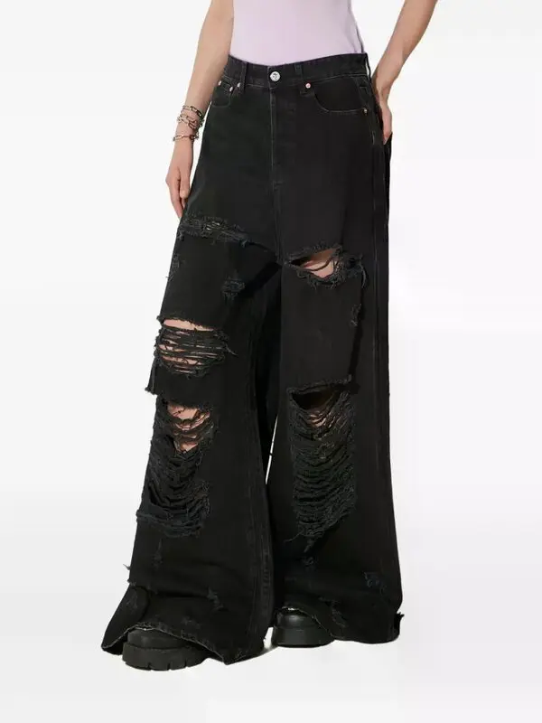 Vetements Wide Leg Distressed Jeans