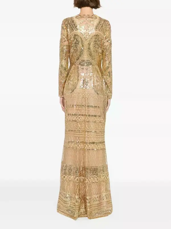 Elie Saab Embroidered Tulle Long Dress