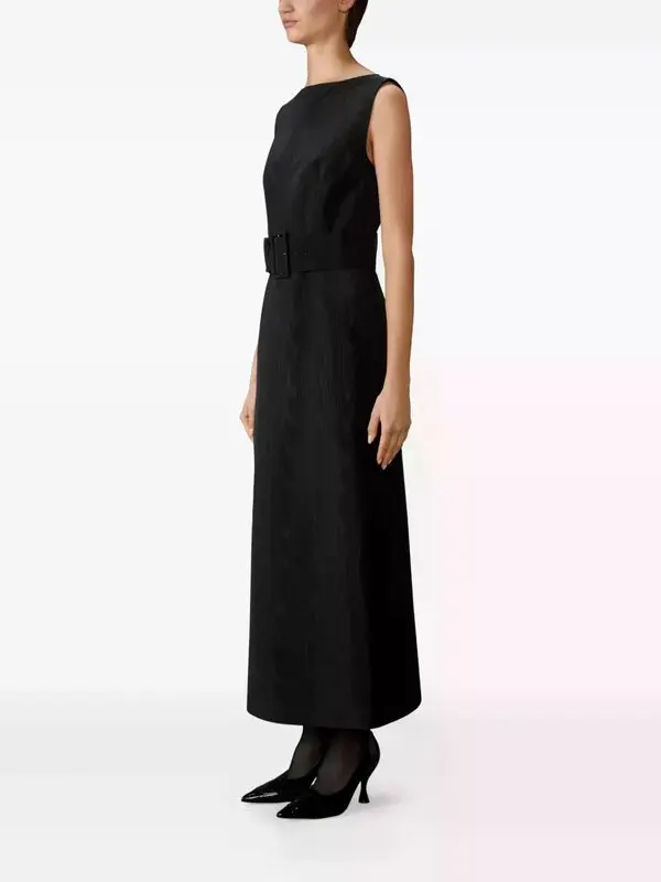 Thom Browne Silk Moire Boat Neck Column Dress