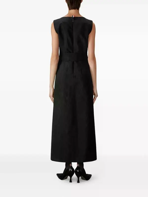 Thom Browne Silk Moire Boat Neck Column Dress