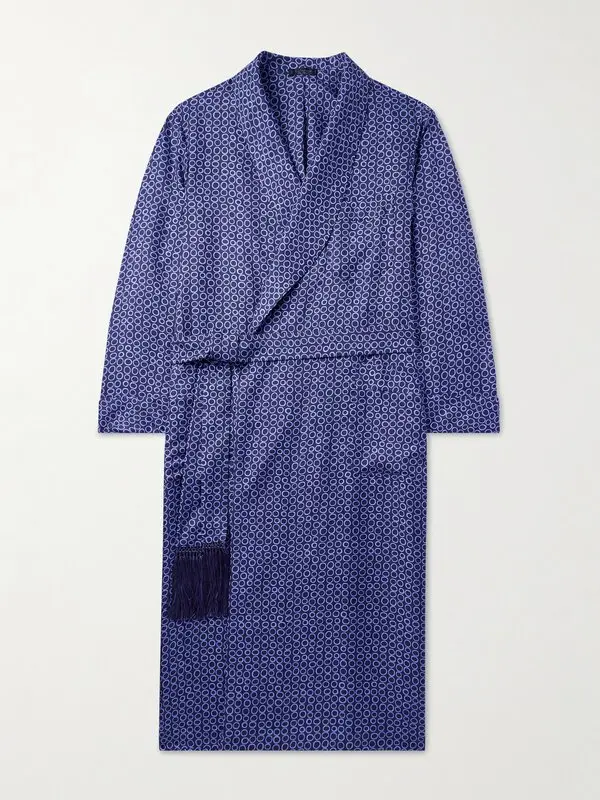 Charvet Belted Printed Silk-twill Robe - Purple