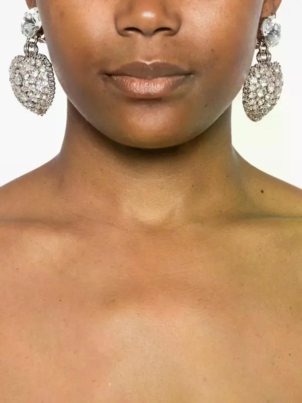 Alessandra Rich Crystal-embellished Heart-shape Earrings