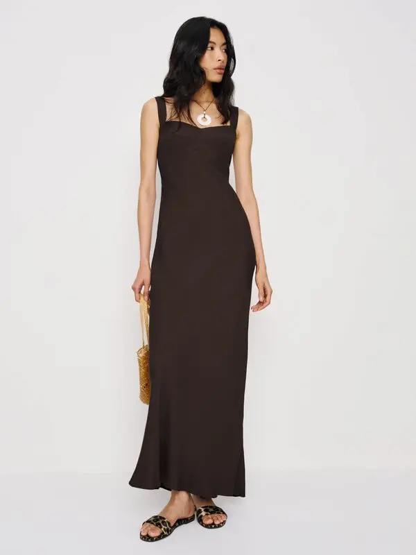 REFORMATION Yale Midi Dress - Brown