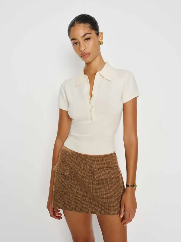 REFORMATION Calloway Low Rise Skort - Brown