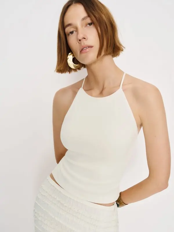 REFORMATION Vevina Knit Top - Ivory