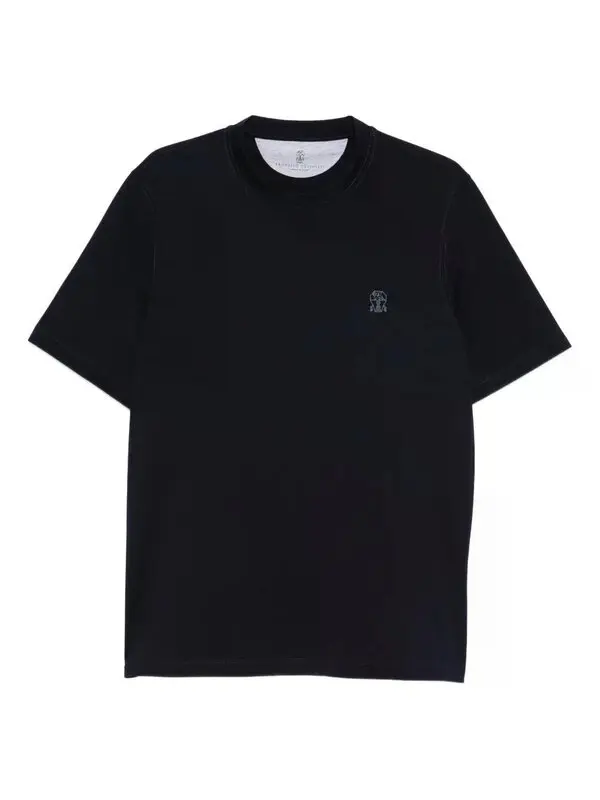 Brunello Cucinelli Logo-embroidered T-shirt - Blue