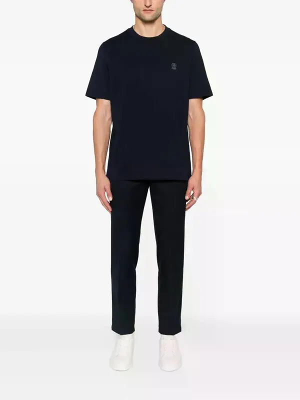 Brunello Cucinelli Logo-embroidered T-shirt - Blue