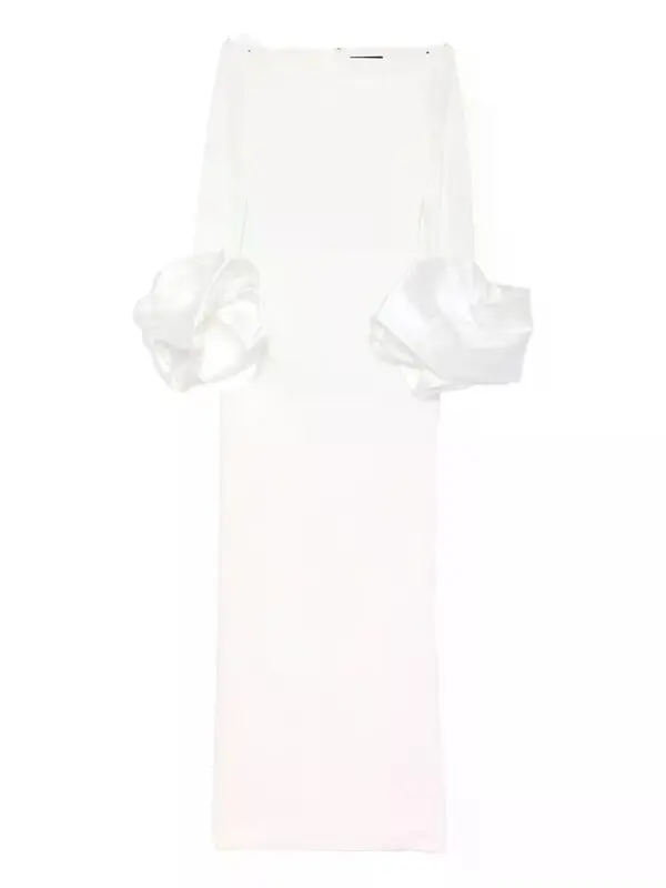 Solace London Talia Ruffle-cuff Maxi Dress - White