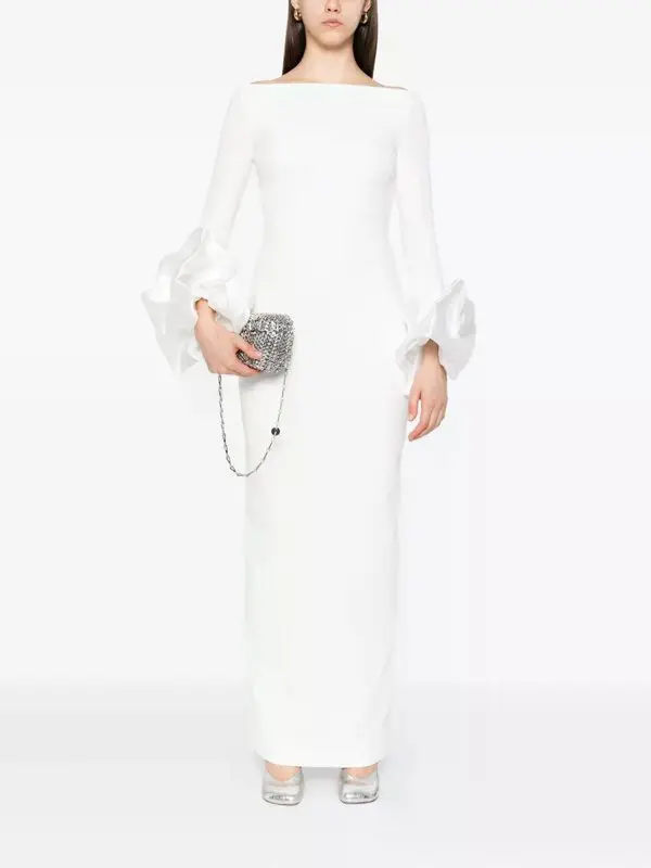 Solace London Talia Ruffle-cuff Maxi Dress - White