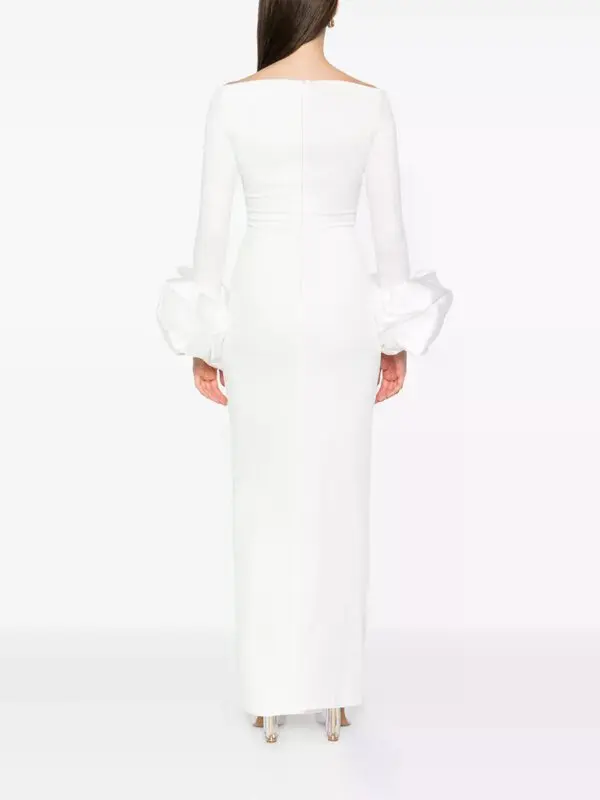 Solace London Talia Ruffle-cuff Maxi Dress - White