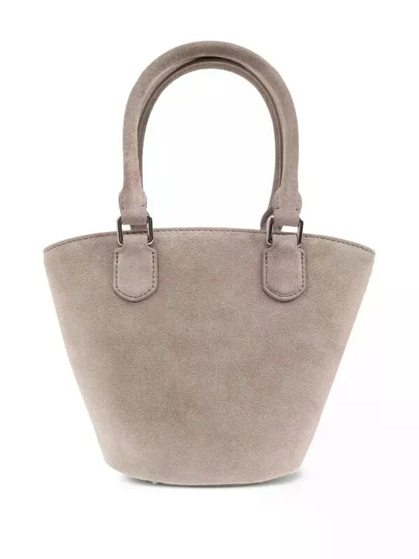SELF-PORTRAIT Charm-detail Suede Bucket Bag - Grey