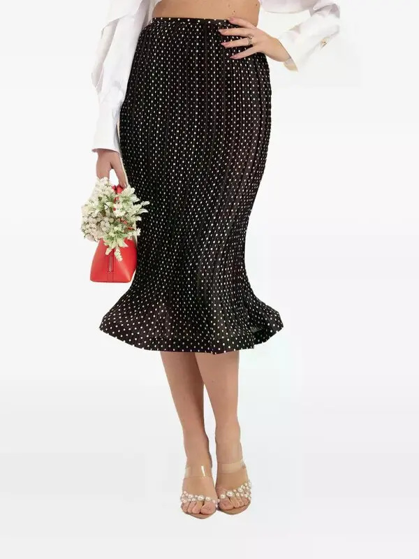 SIMONA CORSELLINI Pleated Polka-dot Midi Skirt