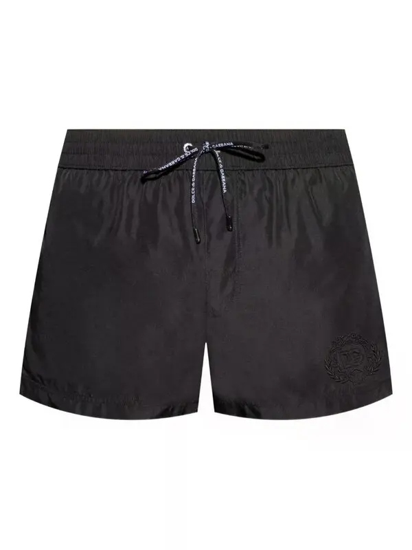 Dolce & Gabbana Logo-embroidered Swim Shorts - Black