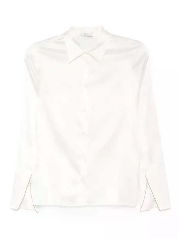 Peserico Satin Long-sleeve Shirt - Neutrals