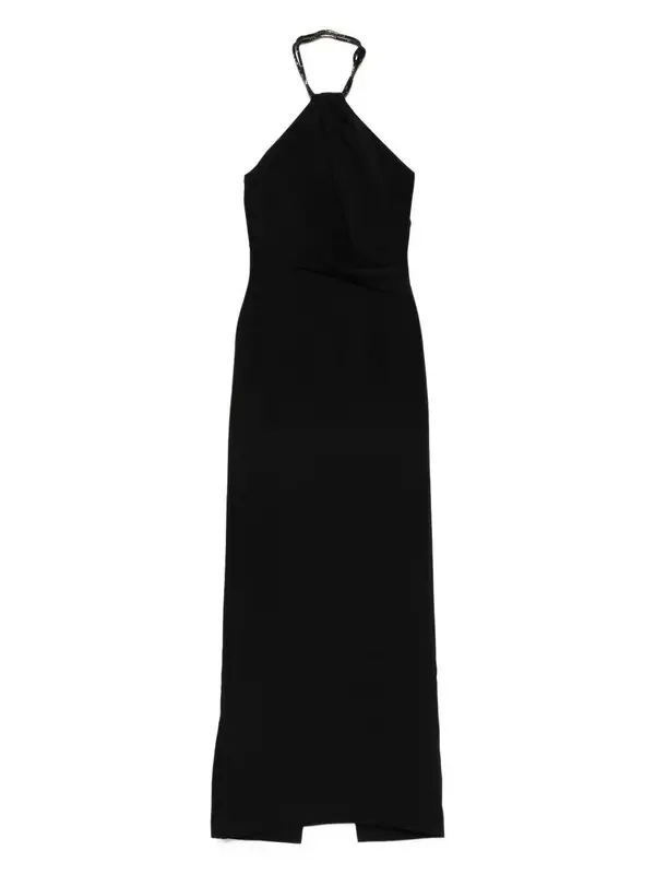 Solace London Riva Halterneck Draped Maxi Dress - Black