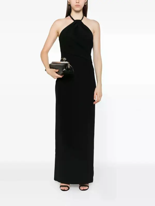 Solace London Riva Halterneck Draped Maxi Dress - Black