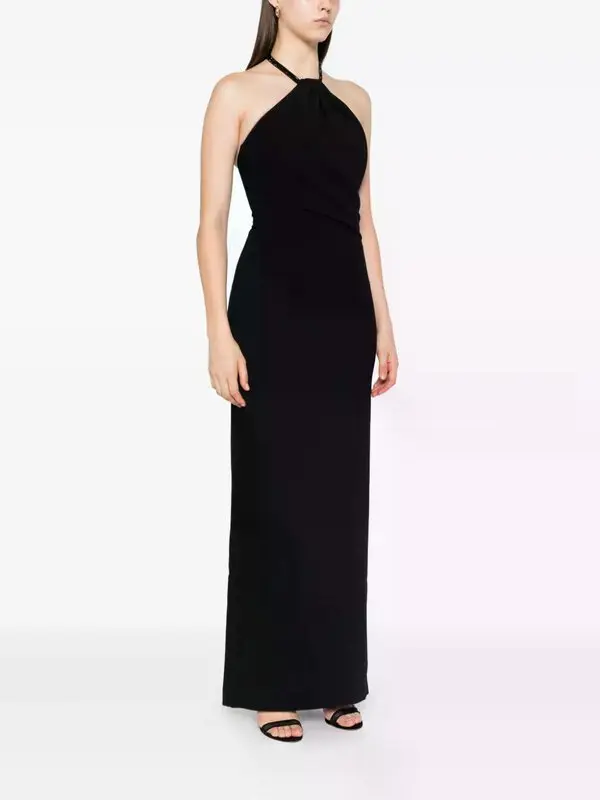 Solace London Riva Halterneck Draped Maxi Dress - Black