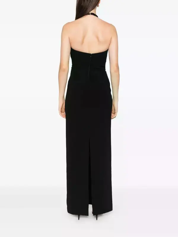 Solace London Riva Halterneck Draped Maxi Dress - Black