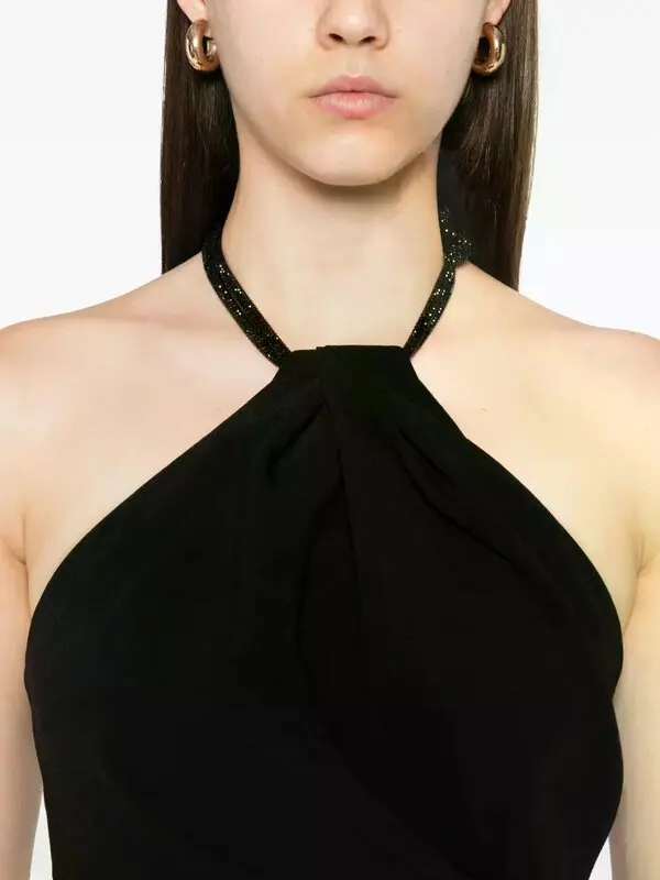 Solace London Riva Halterneck Draped Maxi Dress - Black