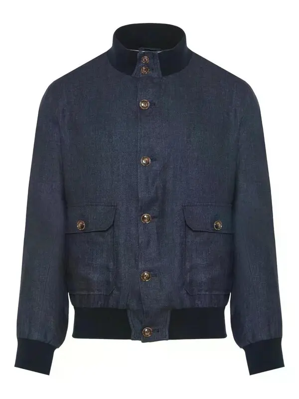 BARBA NAPOLI Button-up Denim Bomber Jacket