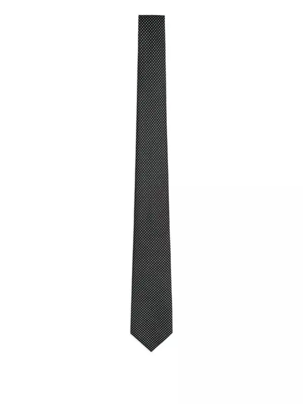 Giorgio Armani Silk Necktie With Micro-dot Pattern - Black