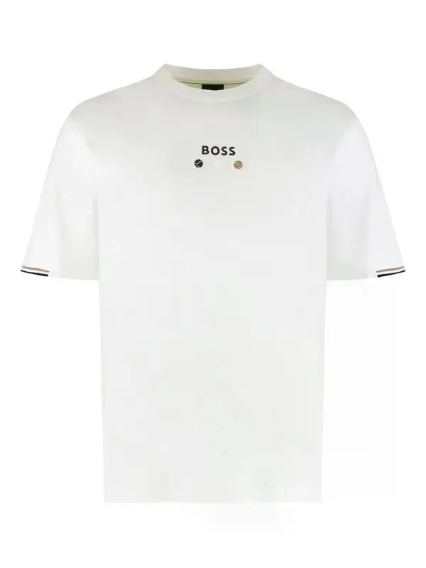 BOSS Crew-neck Embroidered-detail T-shirt - White