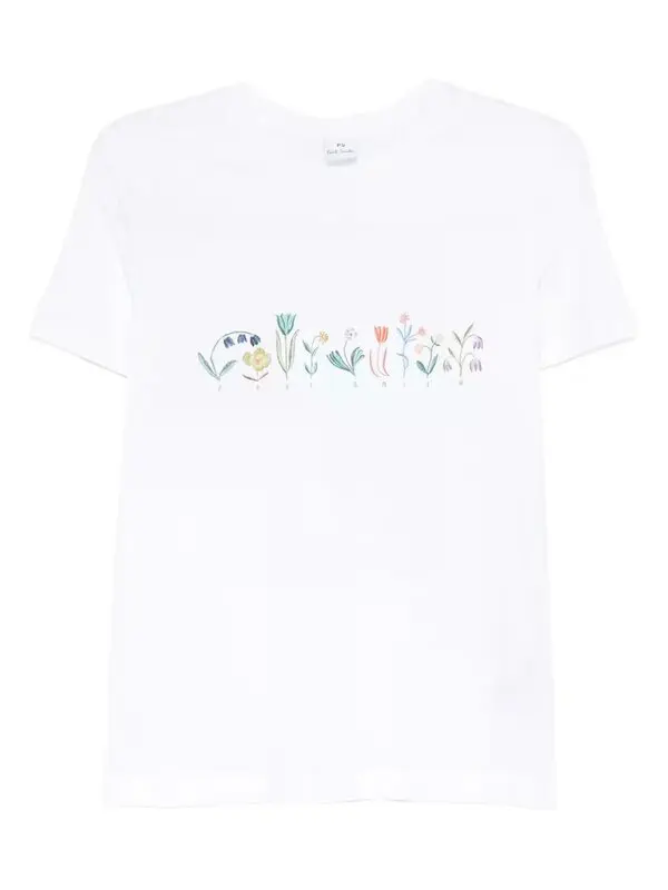 Paul Smith Floral-embroidered T-shirt - White