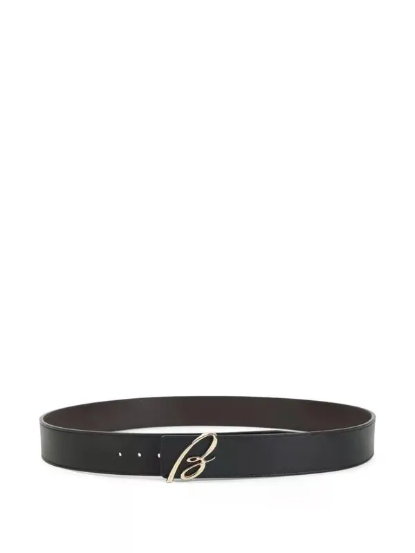 Brioni Logo-plaque Leather Belt - Black