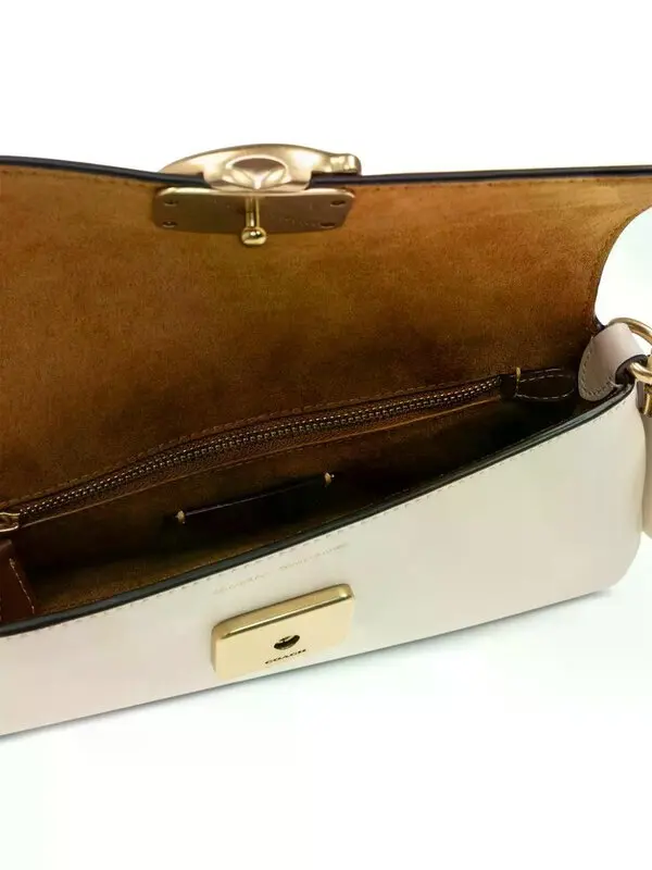 COACH Leather Shoulder Bag With Clasp Detail - Neutrals