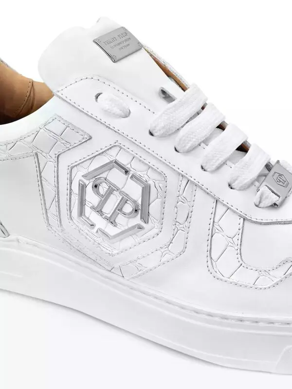 Philipp Plein Crocodile-embossed Logo Trainers - White