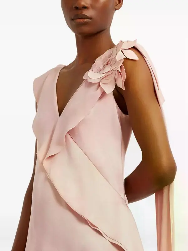 Erdem Floral-embellished Ruffled Midi Dress