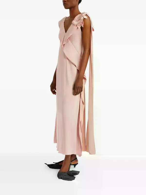 Erdem Floral-embellished Ruffled Midi Dress
