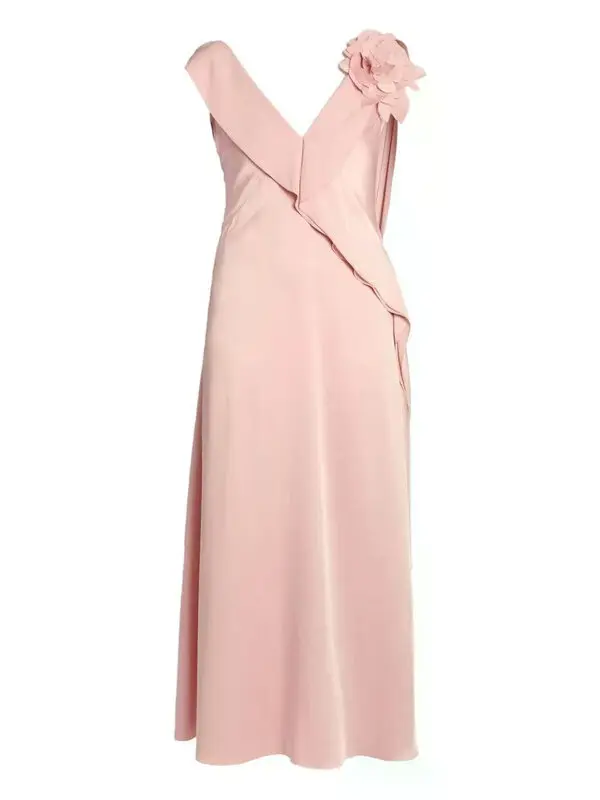 Erdem Floral-embellished Ruffled Midi Dress
