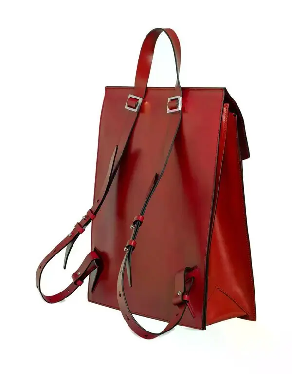 MERRYL TIELMAN Claudie Flap-pocket Leather Backpack - Red