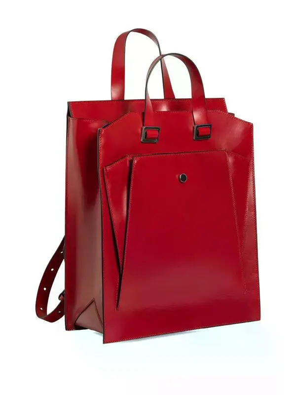 MERRYL TIELMAN Claudie Flap-pocket Leather Backpack - Red