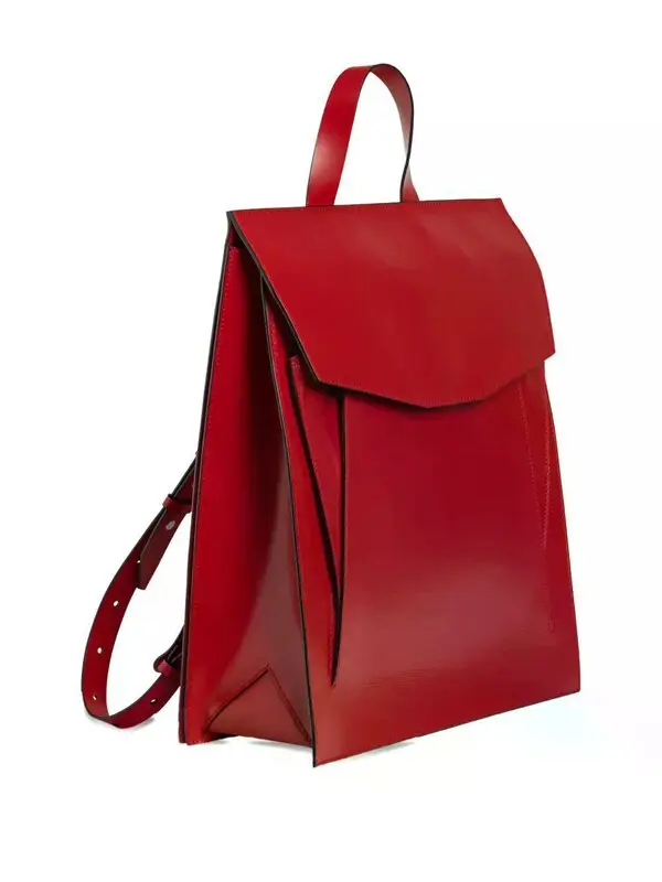 MERRYL TIELMAN Claudie Flap-pocket Leather Backpack - Red