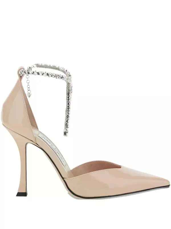 JIMMY CHOO 100mm Stevie Crystal-embellished Pumps - Neutrals