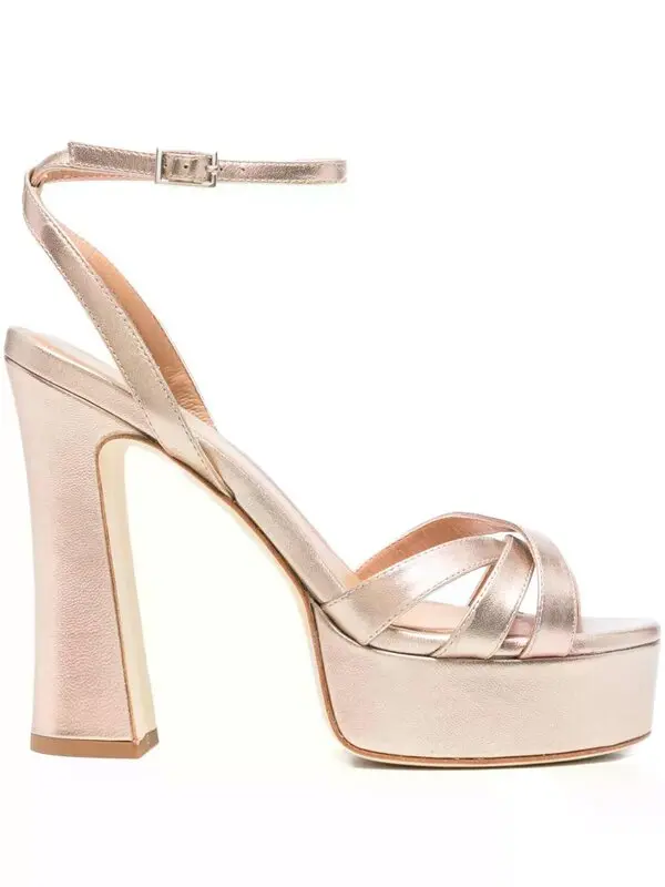 CHANTAL 130mm Leather Platform Sandals - Brown