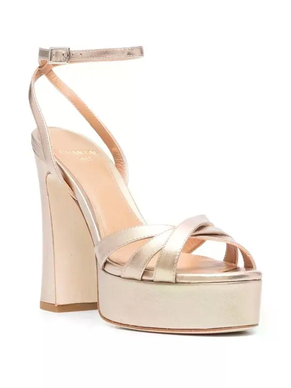 CHANTAL 130mm Leather Platform Sandals - Brown