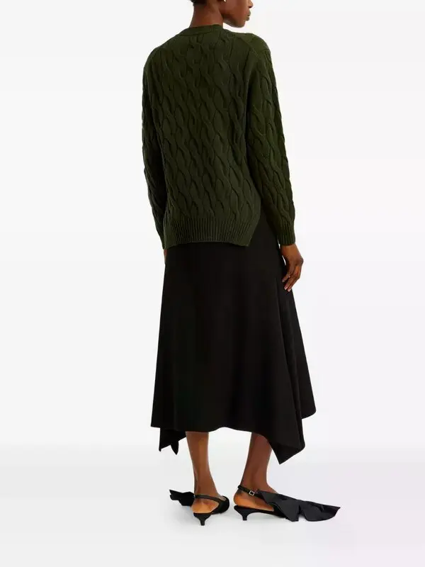 Erdem Cable-knit Floral-embroidered Sweater - Green