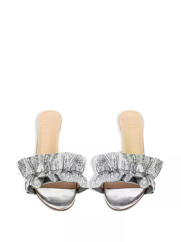 TWENTY FOURHAITCH Embellished Ruffled Heeled Sandals