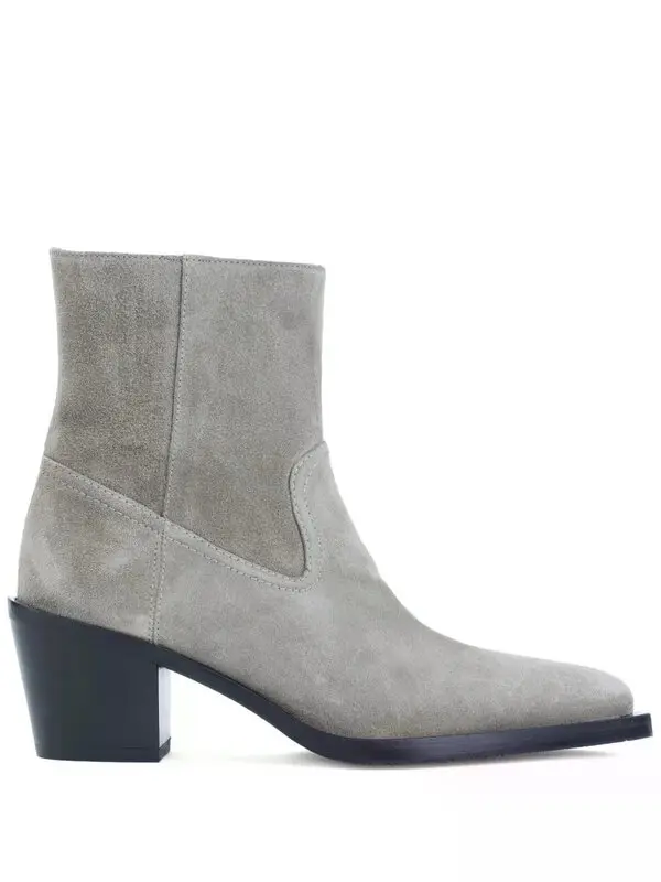 STUART WEITZMAN 60mm Suede Heeled Cowboy Boots - Grey