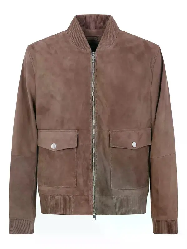 Michael Kors Ribbed-cuff Suede Bomber Jacket - Brown