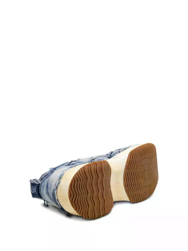 Hogan Frayed Denim Platform Sneakers - Blue