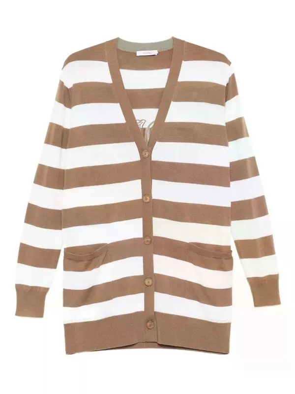 Max Mara Striped V-neck Cardigan - Brown
